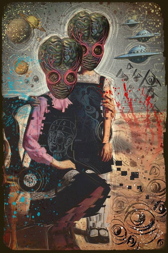 Mother and Daughter Alien Collage Art Print This Island Earth