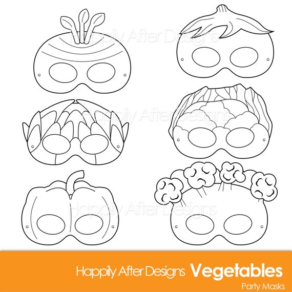 Vegetable Printable Coloring Masks carrot mask broccoli