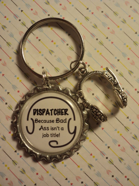 Dispatcher humor keychain with charms by chaleybrooke on Etsy