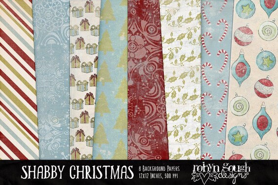 Shabby Christmas Digital Paper Pack Christmas by ClikchicDesign