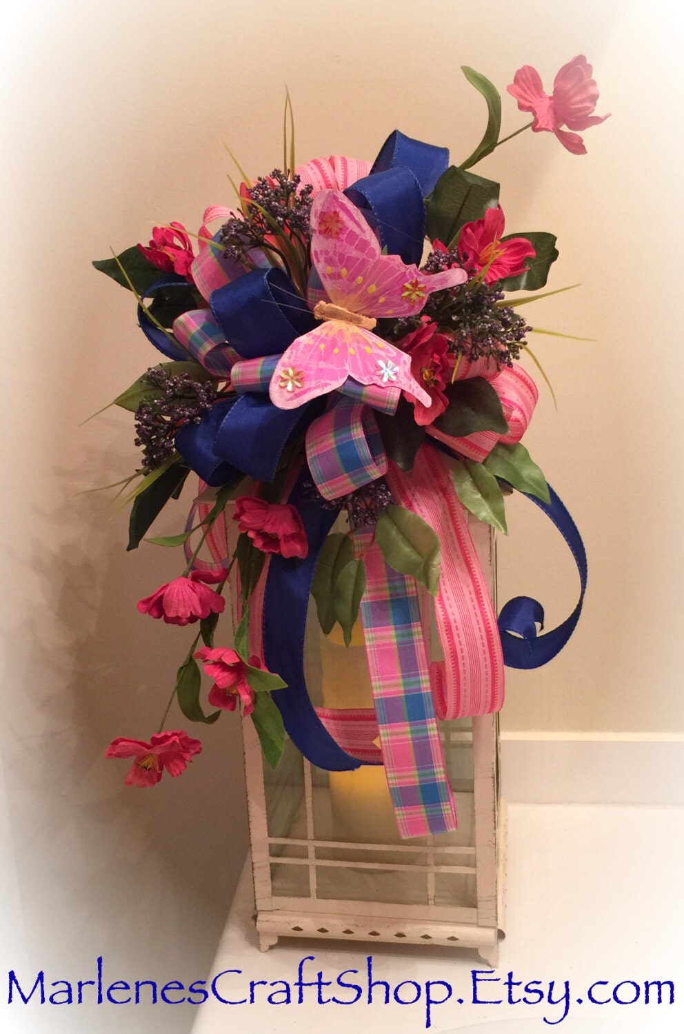 Butterfly Lantern Swag/ Spring Lantern swag/ Easter Bow/