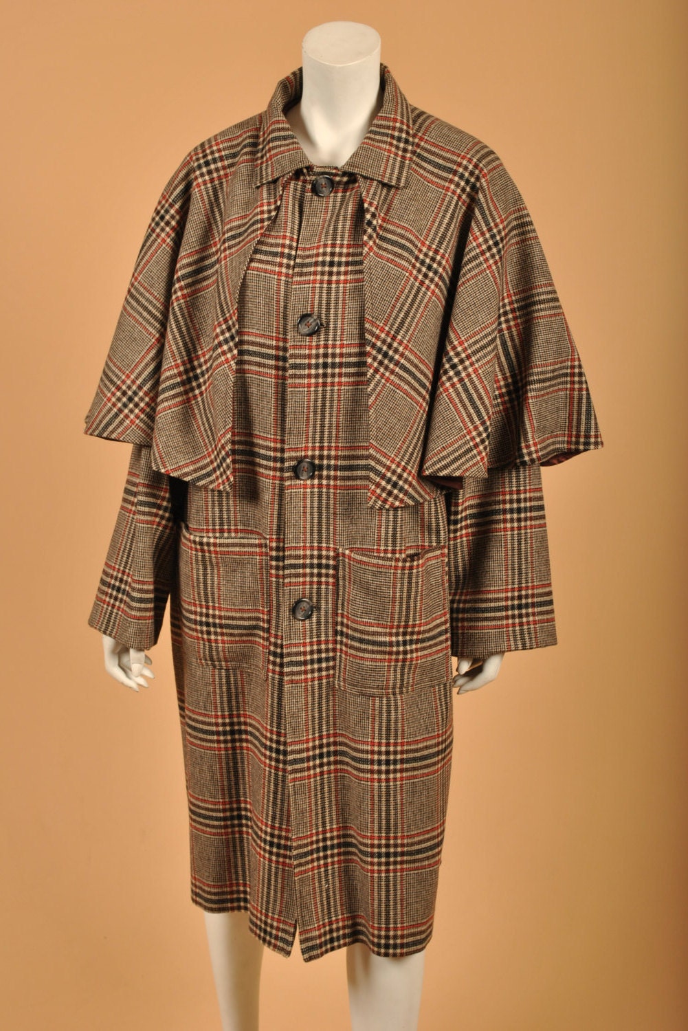 Vintage 1950's Inverness Overcoat Sherlock Holmes Style