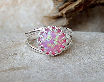 Pink fire opal ring | Etsy