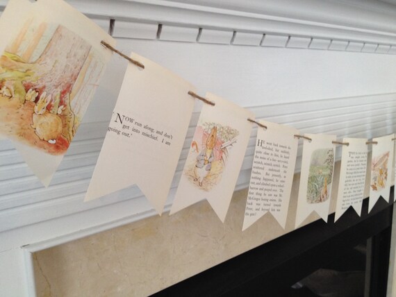 PETER RABBIT book page banner bunting decoration Beatrix