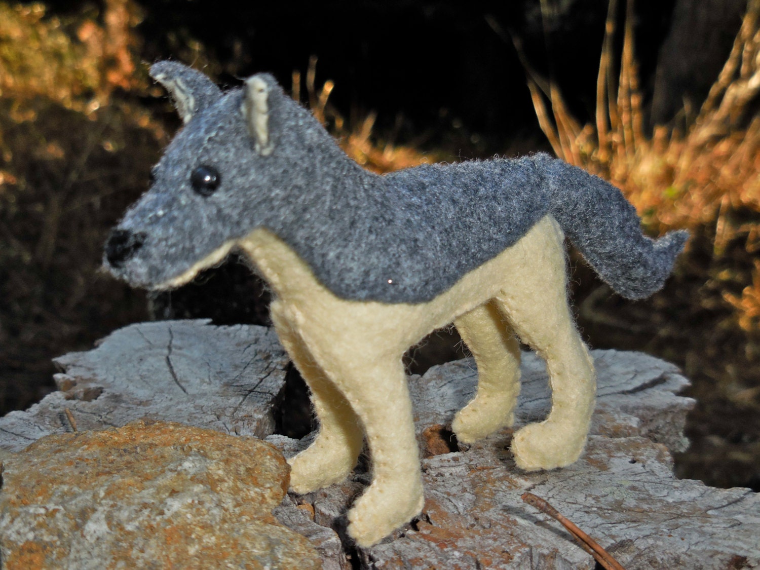 Wolf stuffed animal stuffed felt wolf gray by WoolStreetStitchery