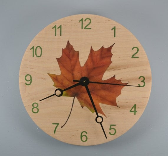Items similar to Maple Clock - Painted Maple Leaf on Etsy