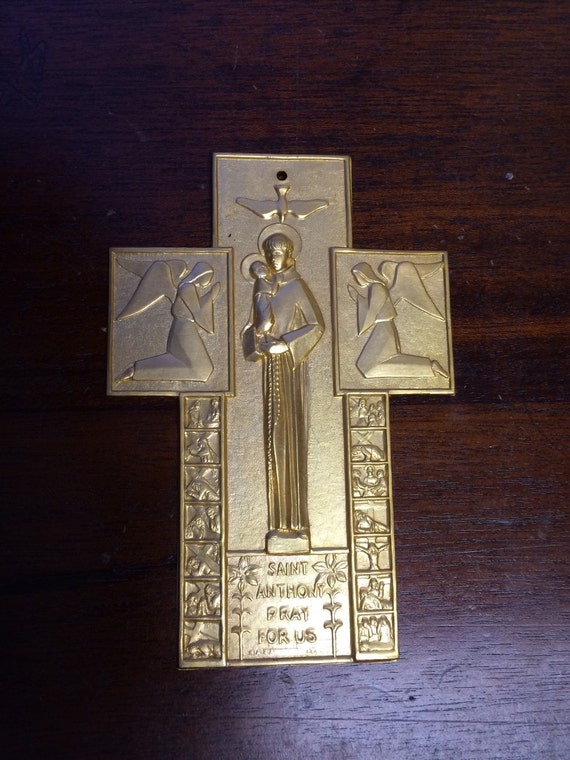 Gold Saint Anthony Prayer Cross