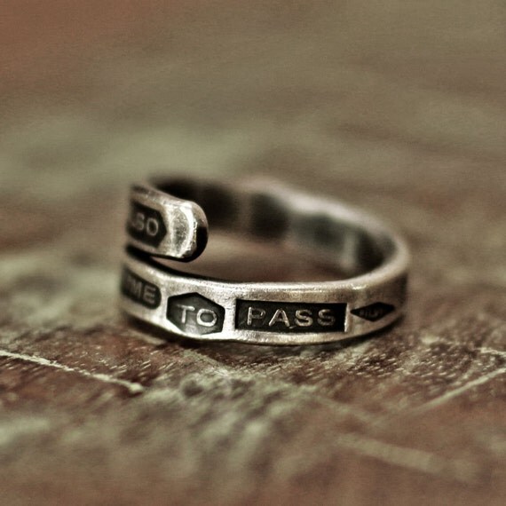 word ring hand stamped ring silver ring message ring