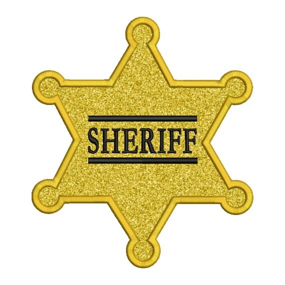 Sheriff Badge Applique Embroidery Design Instant Download 0045