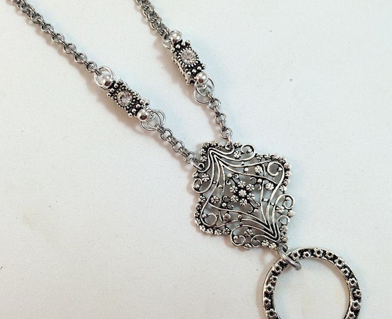 Silver Filigree Lanyard Silver Chain Lanyard ID by SusieQ4You