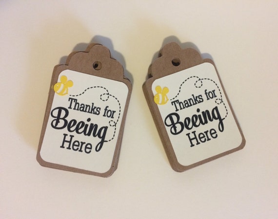 Thanks for Beeing Here Favor Tags Set of 12 Bee by BeeYouDesigns