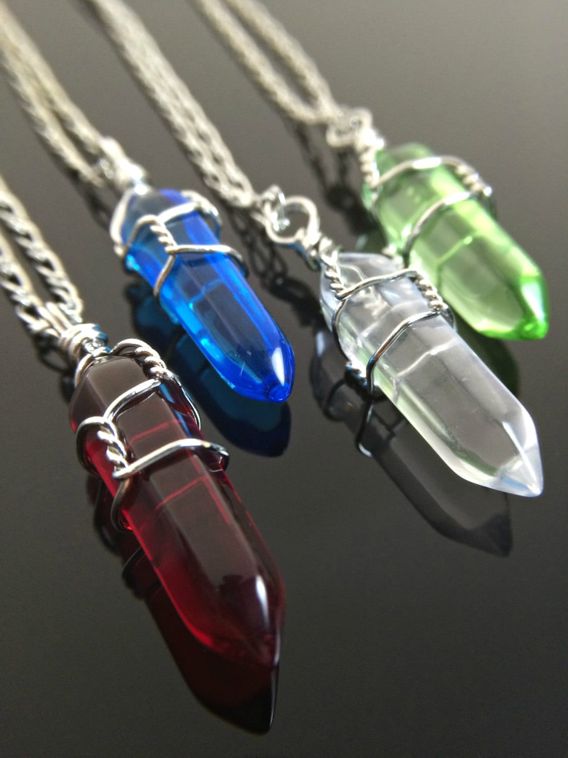 Crystal Necklaces Elemental Jewelry Fire Water Air Earth