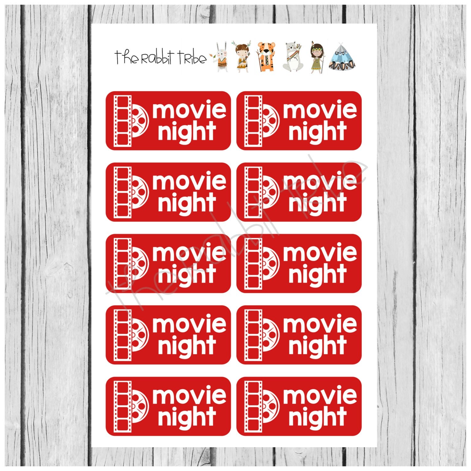 Mini Sticker Sheet movie night planner stickers