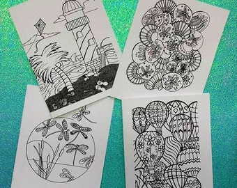 Coloring cards | Etsy