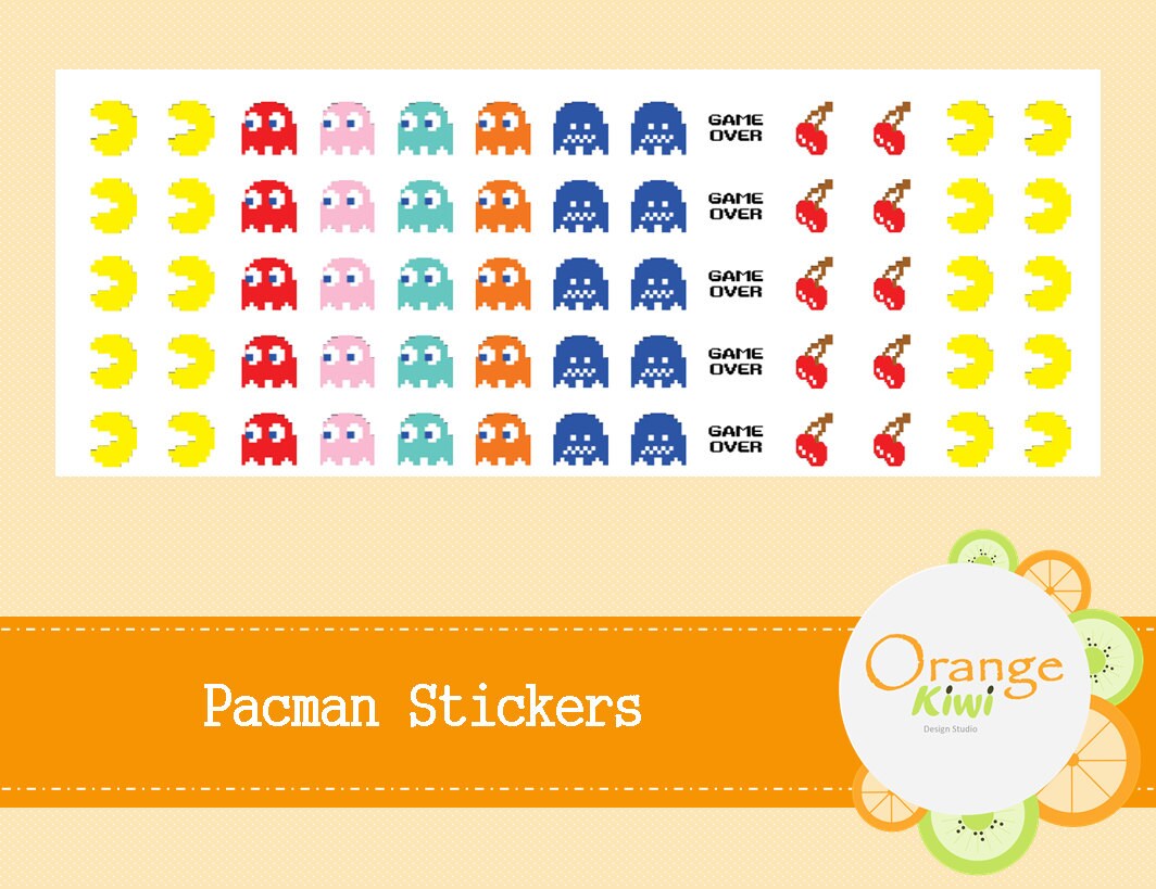 Pacman Planner Stickers Retro Arcade Pacman by OrangeKiwiDesign