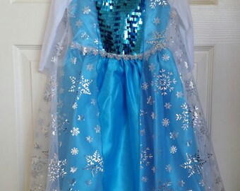Items similar to Frozen costume Elsa sparkle full length princess dress ...