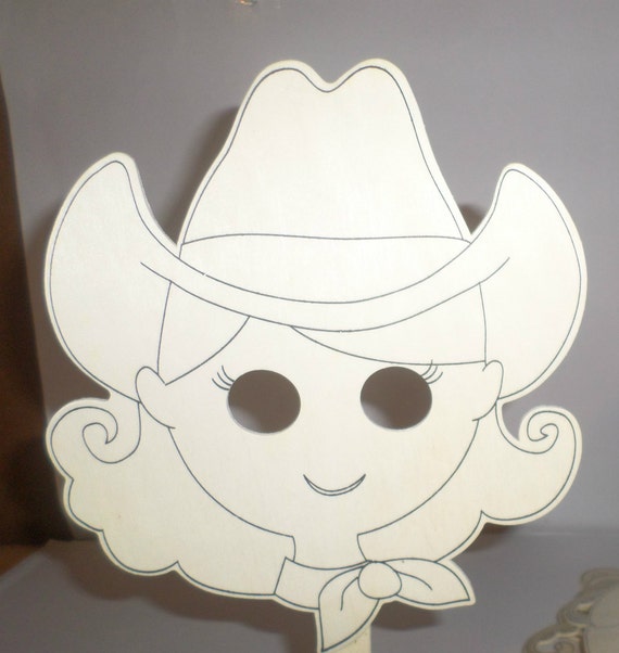 Cowgirl Mask Wood Mask To Paint Color Mask Kids Craft Mask