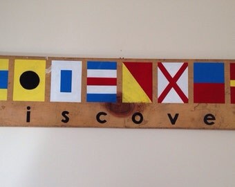 Custom Nautical Flag Sign Reclaimed Wood Sign Name with 4