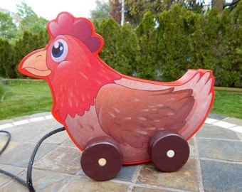 Personalized Wooden Toy Red Dog eco-friendly pull along kids