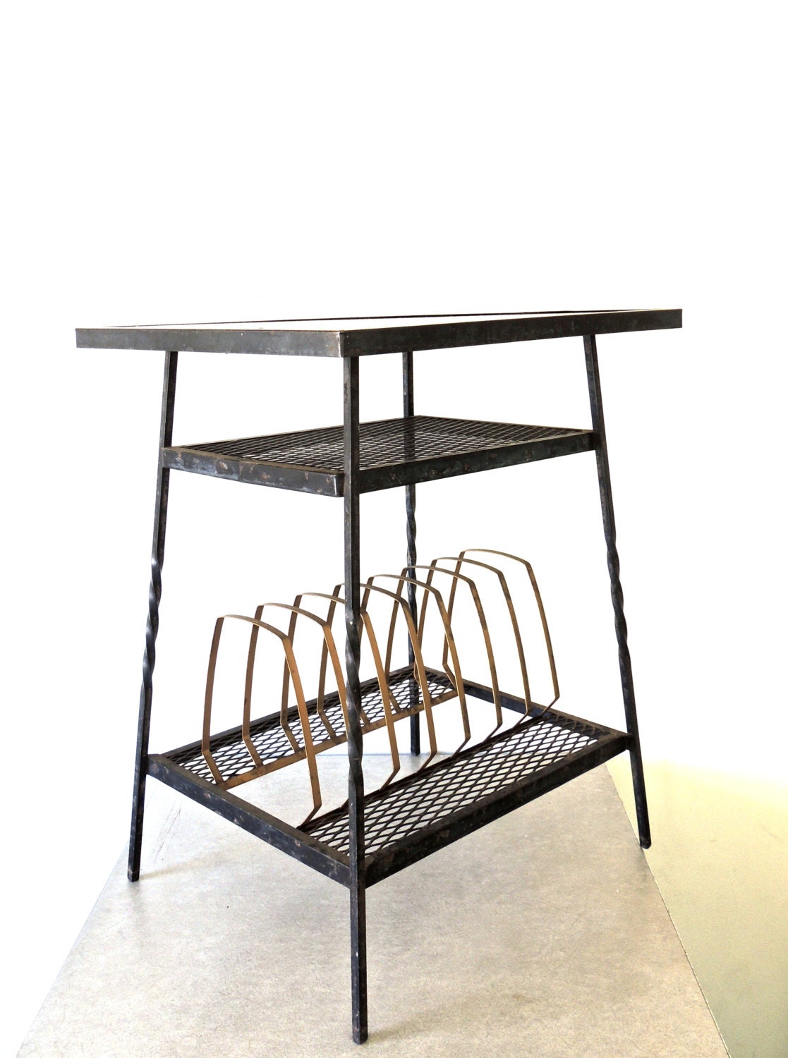 vintage record holder table – 1950s-60s mid century metal/formica ...