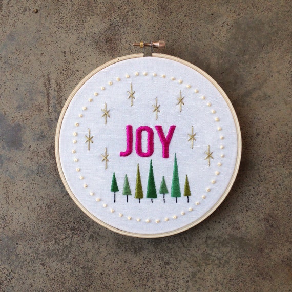 Joy Embroidery Pattern Modern Hand Embroidery Kit