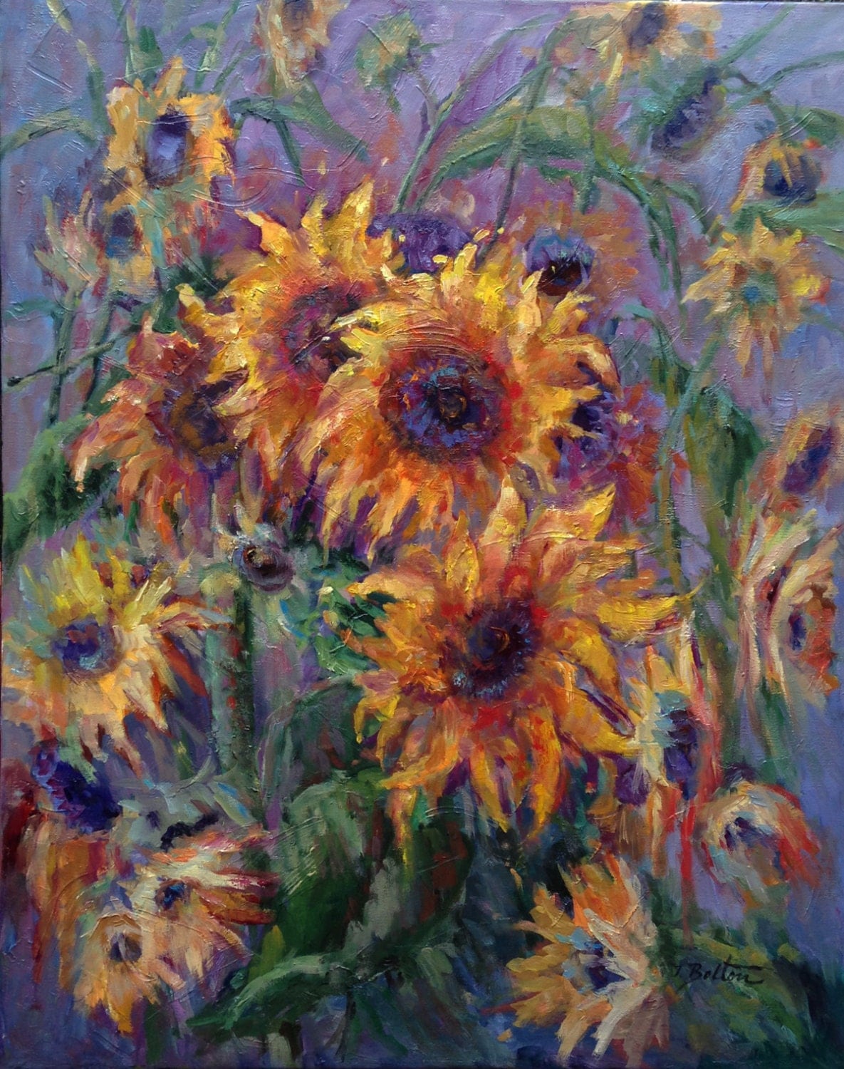 Impressionist Sunflowers Sunflower Painting Gold Yellow