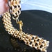 Gold & black leather rolo chain bracelet chain bracelet