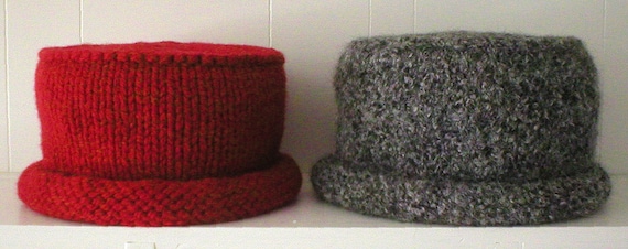 Knitting Pattern-Pillbox with Roll Brim knit felted hat