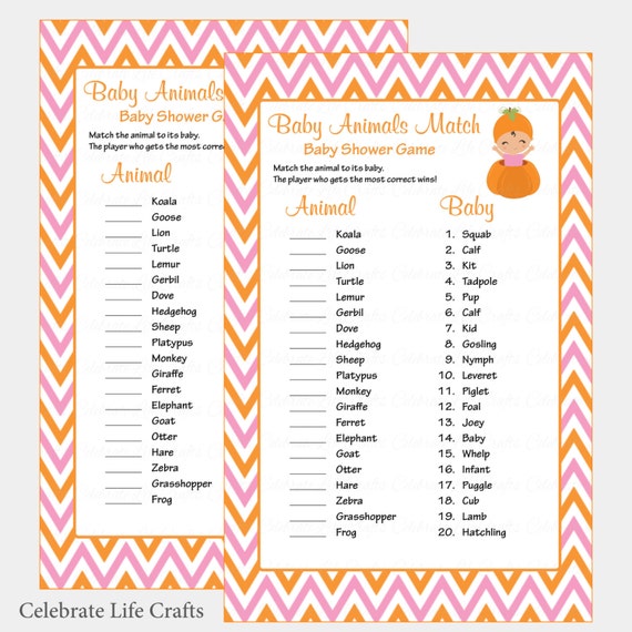 Baby Animals Match Game With Answer Key Printable Baby Shower Game Baby Animals Match Game With Answer Key Printable Baby Shower Game