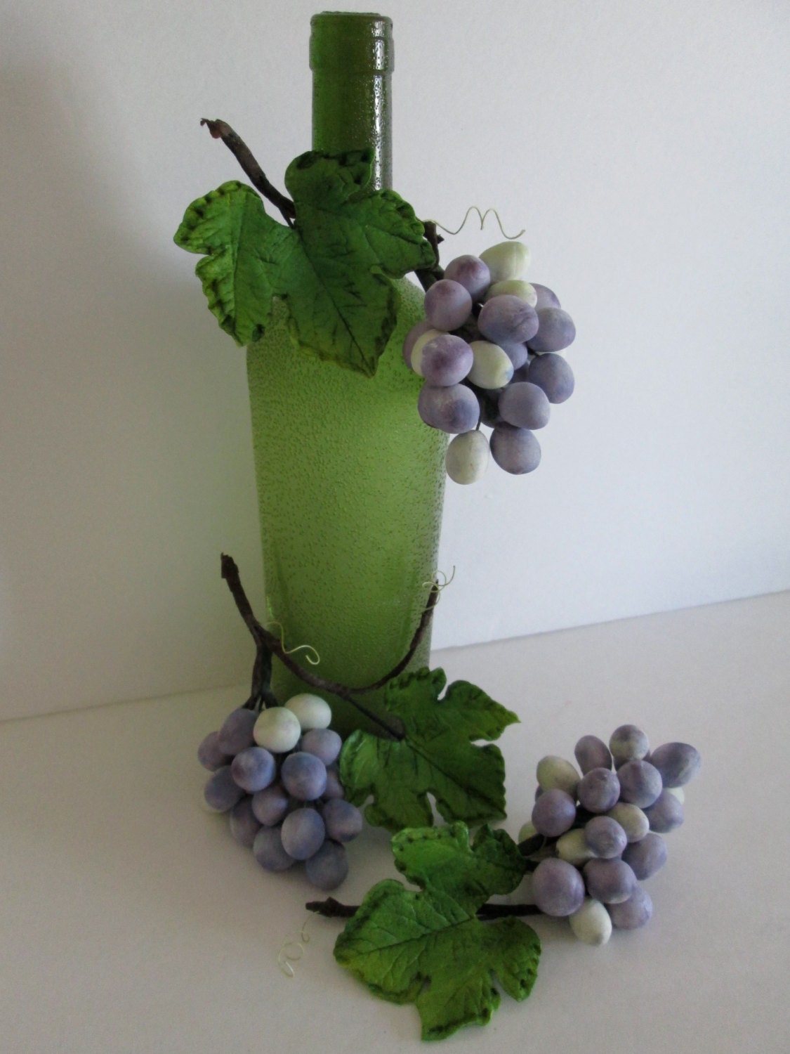 wine bottle cake topper grapes sugar edible