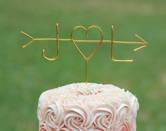 Brown Wire Monogram Wedding Cake Toppers Beach by WeddingPros