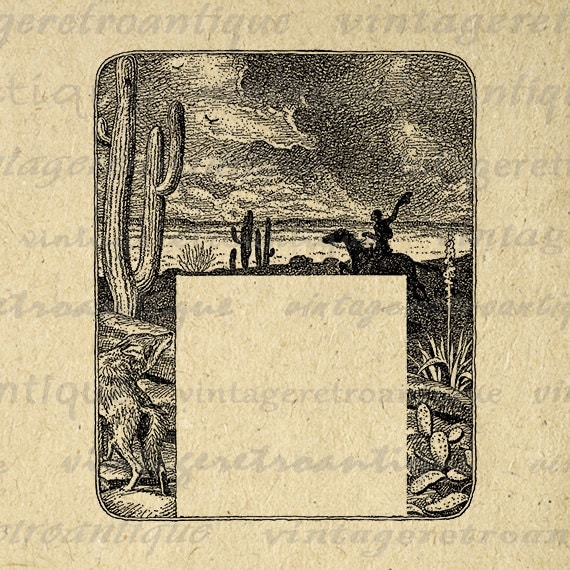 Western Cowboy Cactus Design Blank Space by VintageRetroAntique