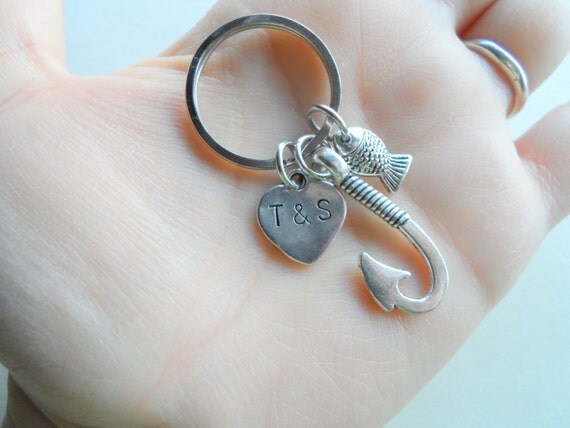 Fish Hook Keychain Couples Keychain Anniversary Gift for