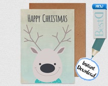 Popular items for deer christmas card on Etsy