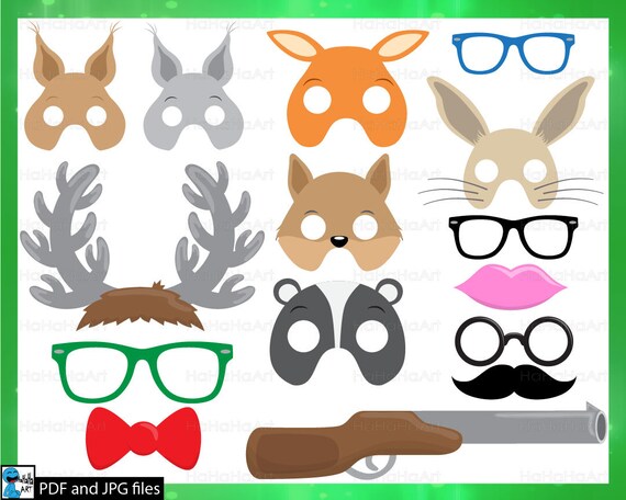 Woodland Animals Props v2 ClipArt PDF JPG Digital Graphic