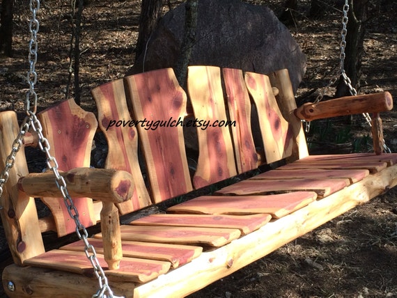 5' Live Edge Cedar Porch Swing Log Porch Swing by PovertyGulch