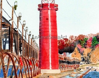 Lighthouse painting | Etsy