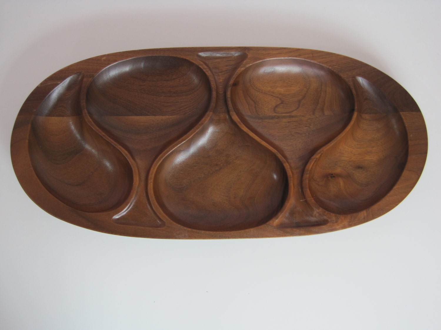 SOLID AMERICAN Walnut Plate Length: 17″ Divided Compartment Snack Tray ...