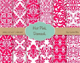 Damask digital paper: PINK DAMASK with pink damask