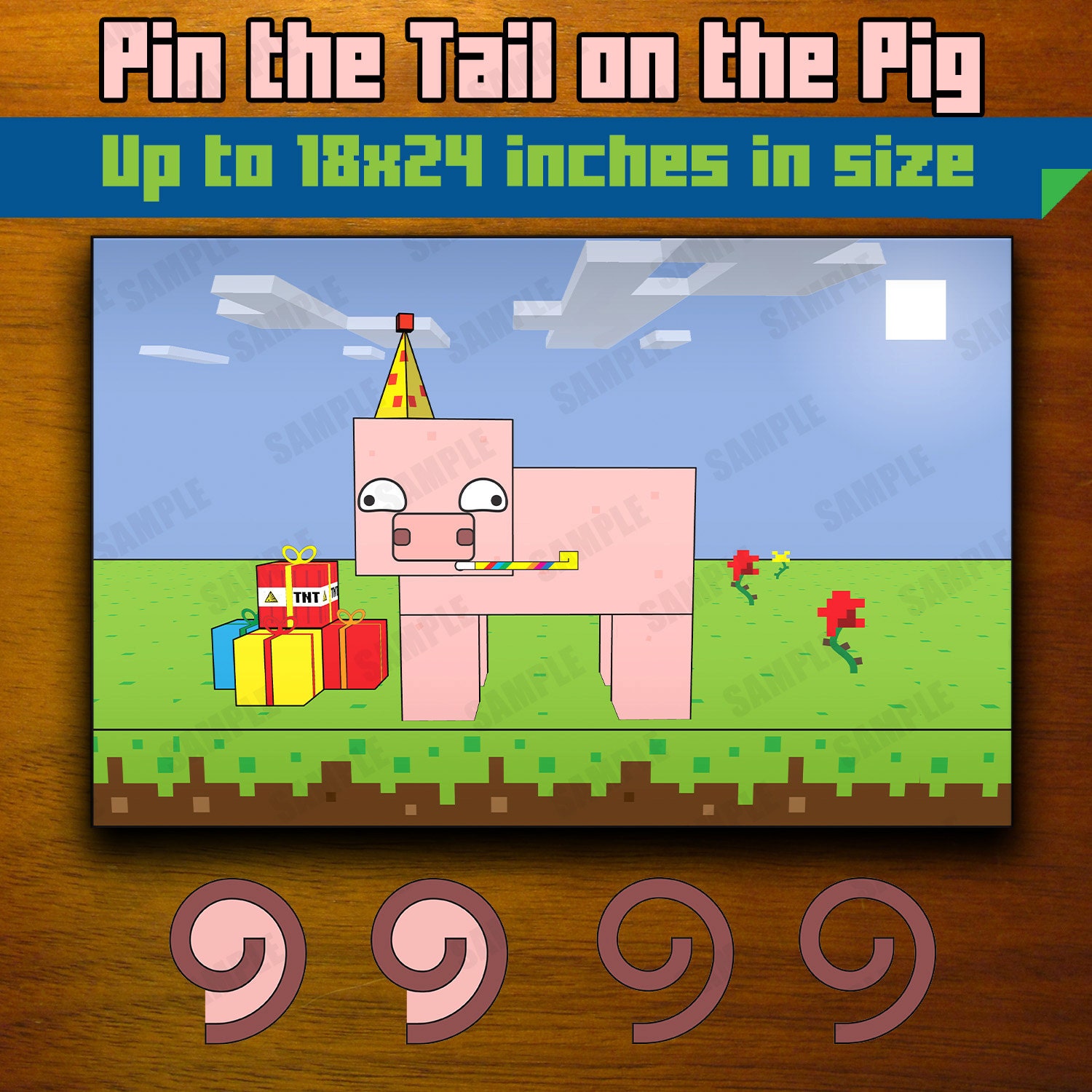 Mineventure Pin the tail on the Pig v2 Printable Party Game