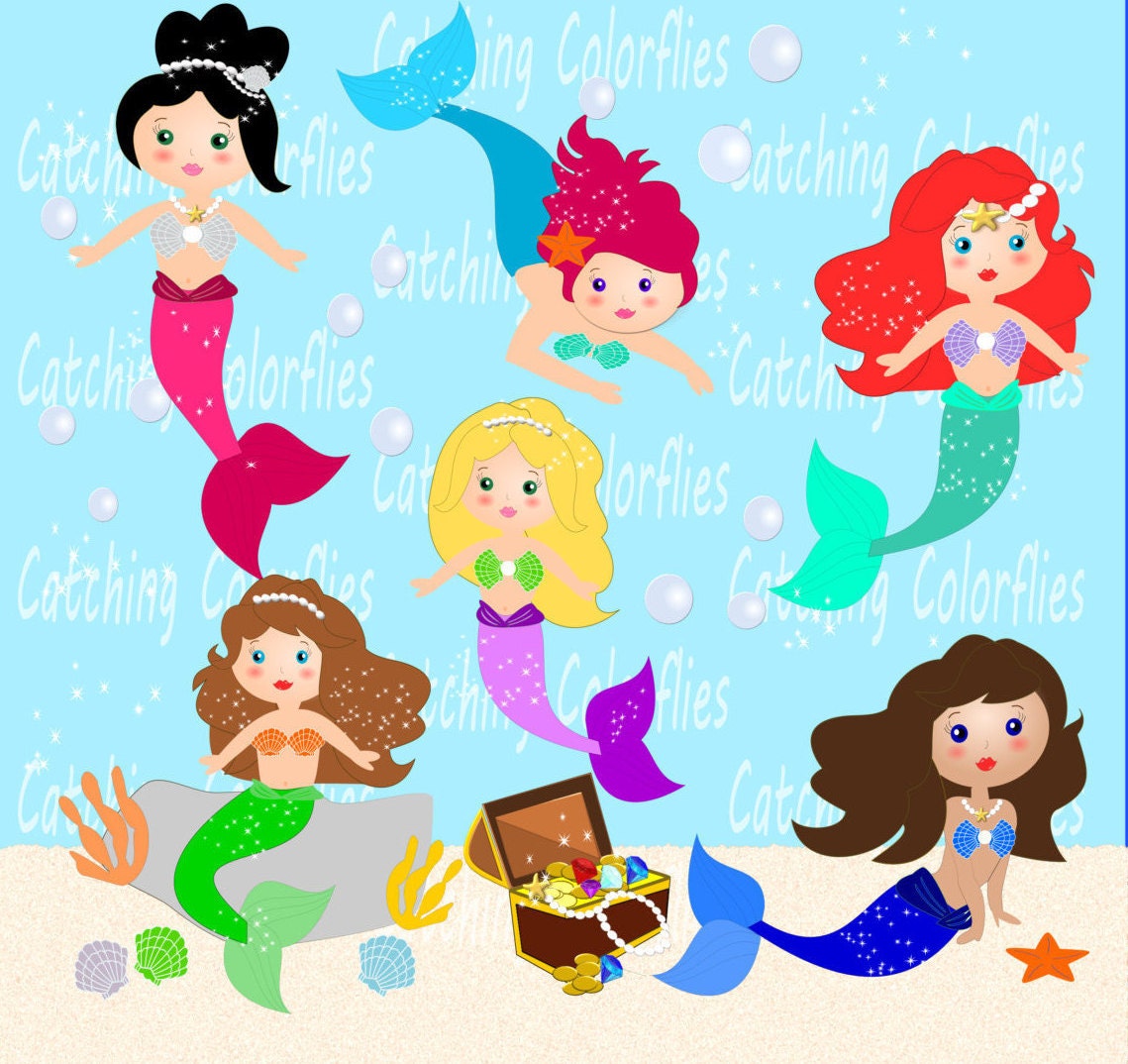 Little Mermaids - Clip art - Ocean CLip art - Under the Sea Images ...