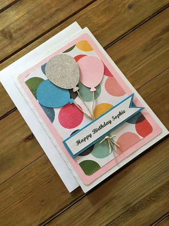 Handmade Balloon Birthday Card Personalized Card Balloon