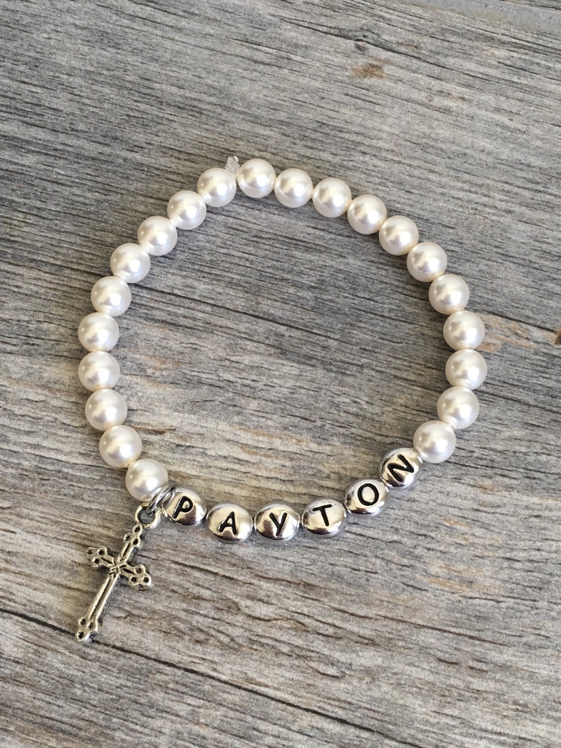 Personalized first communion pearl bracelet confirmation