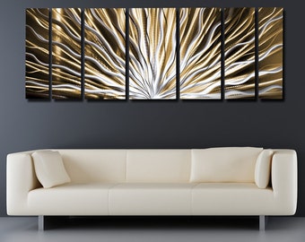 Large Metal Wall Sculpture Orange Gold Metal Wall by DV8Studio