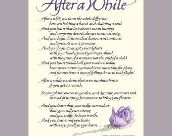 After A While 11x14 Calligraphy Print inspirational quote