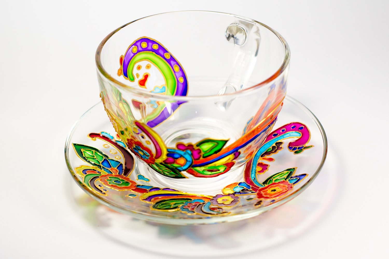 Modern Flowers Cup and Saucer Gift for tea drinker Teacup