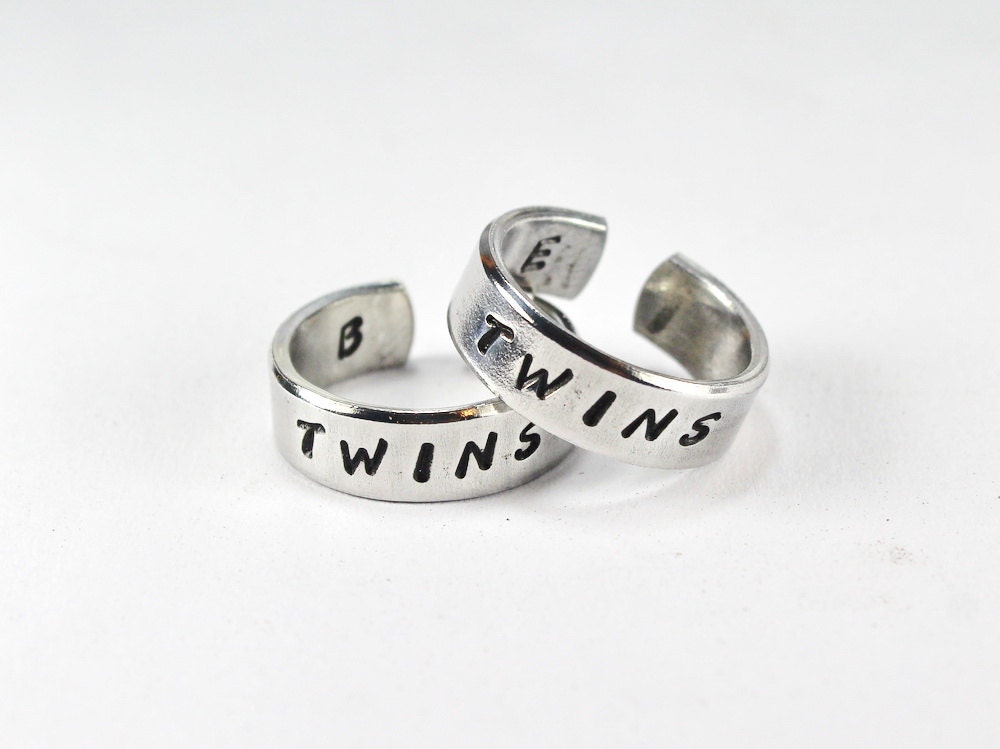 Twins Ring Set Personalized Twin Sisters Match Pair Rings
