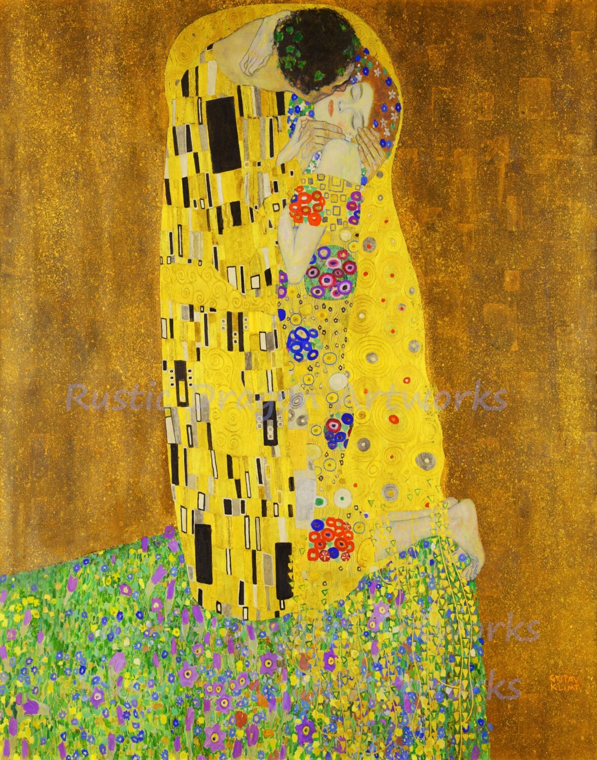 Gustav Klimt The Kiss 1908 Reproduction Digital