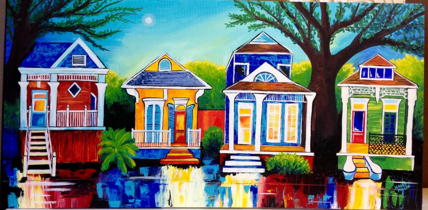 New Orleans Street Abstract Acrylic Painting