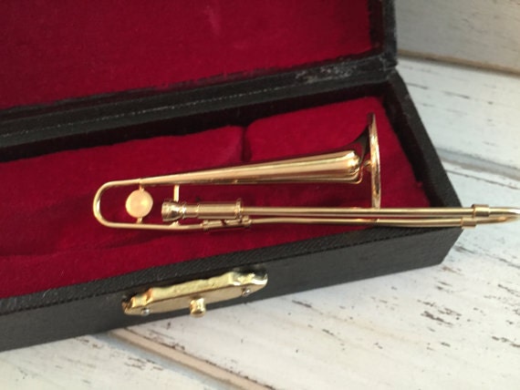 Miniature Trombone with Black Storage Case Miniature Mini